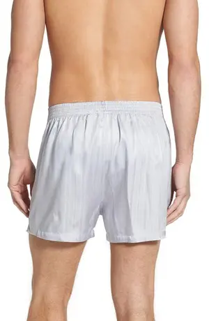 Majestic International Silk Jacquard Boxer Shorts - Silver