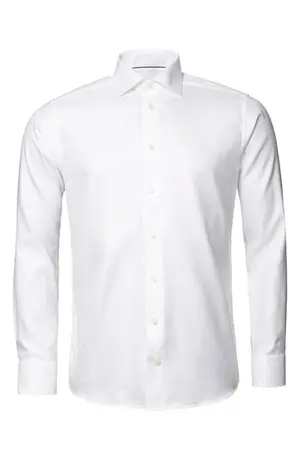 Eton Contemporary Fit Diagonal Weave Shirt - White/white