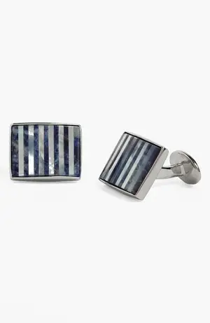 David Donahue Mother-of-pearl & Sodalite Cuff Links - Silver/mother Of Pearl