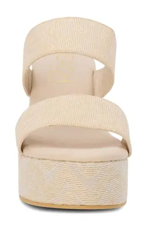 Matisse Ocean Ave Espadrille Platform Slide Sandal - Beige Multi Raffia
