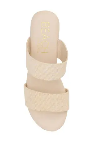 Matisse Ocean Ave Espadrille Platform Slide Sandal - Beige Multi Raffia