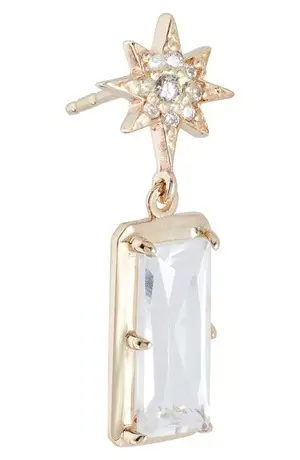 Anzie Starburst White Topaz Drop Earrings - Yellow Gold/white