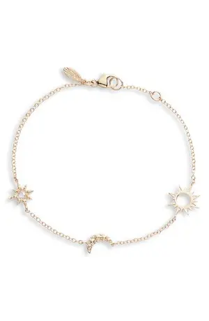 Anzie White Topaz Charm Bracelet - Yellow Gold/white