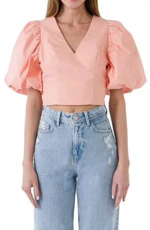 Endless Rose V-Neck Crop Top Coral
