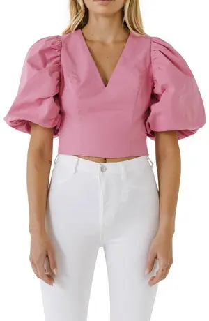 Endless Rose V-Neck Crop Top Pink