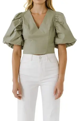 Endless Rose V-Neck Crop Top Sage