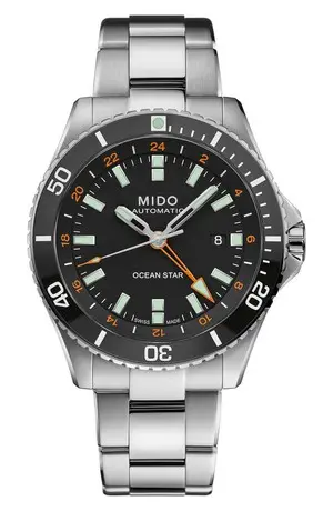 MIDO Ocean Star Gmt Automatic Bracelet Watch - Silver/ Black