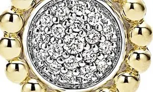 Lagos Diamond Caviar Stud Earrings - Silver/gold