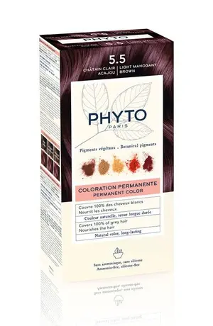 PHYTO Color Permanent Hair Color 5.5 Light Mahogany Brown