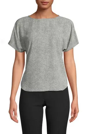 Anne Klein Microdot Short Sleeve Top