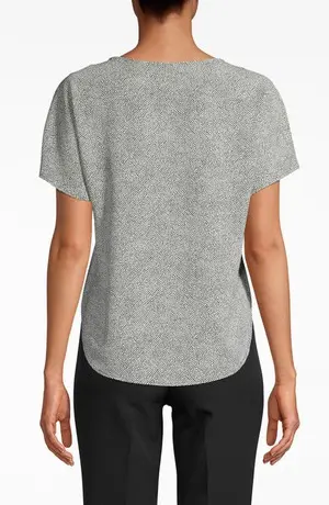 Anne Klein Microdot Short Sleeve Top