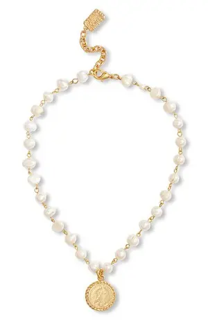 KARINE SULTAN Freshwater Pearl Medallion Necklace
