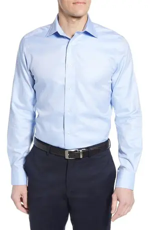 David Donahue Trim Fit Solid Dress Shirt - Sky
