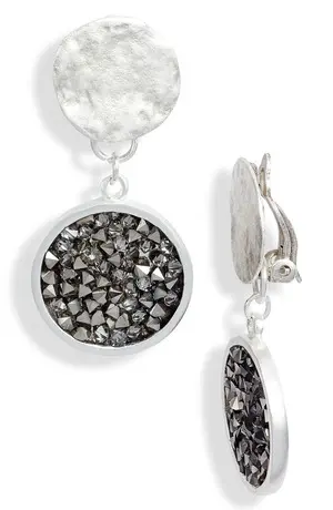 KARINE SULTAN Crystal Clip-on Earrings - Silver