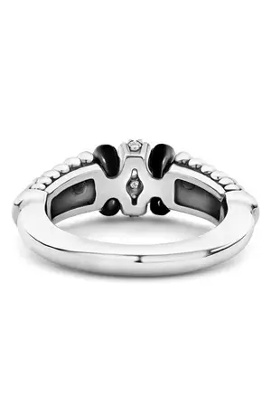 Lagos Caviar Diamond Link Ring - Black