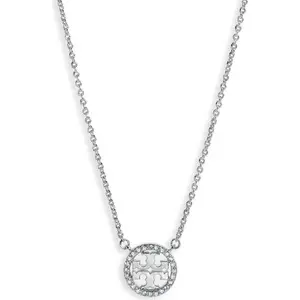 Tory Burch Icon Pavé Pendant Necklace - Tory Silver/crystal