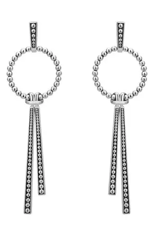 Lagos Signature Caviar Bead & Circle Drop Earrings - Silver