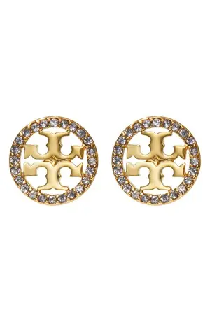 Tory Burch Icon Pavé Circle Stud Earrings Tory Gold / Purple