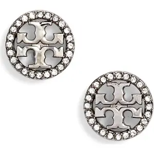 Tory Burch Icon Pavé Circle Stud Earrings - Tory Silver/crystal