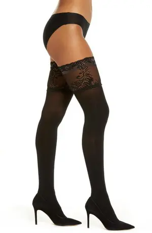 Natori Feathers Stay-put Stockings - Black