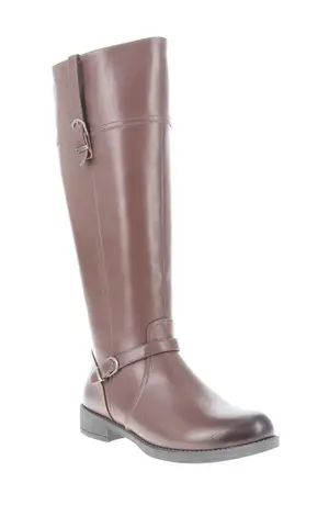 PROPET Leather Knee High Boots With Buckle Detail Brown