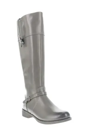 PROPET Leather Knee High Boots With Buckle Detail - Grey