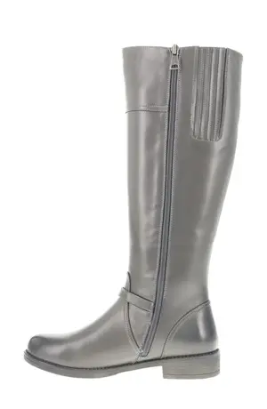 PROPET Leather Knee High Boots With Buckle Detail - Grey