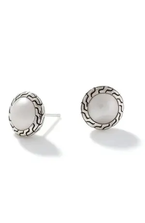 John Hardy Classic Chain Mabé Pearl Stud Earrings - White