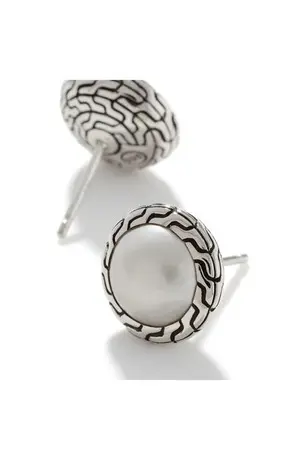 John Hardy Classic Chain Mabé Pearl Stud Earrings - White