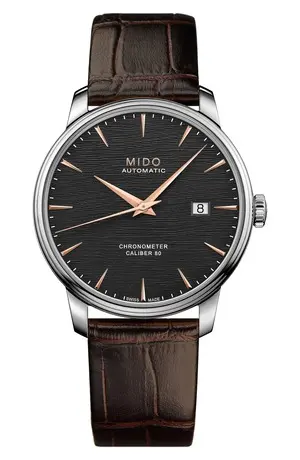MIDO Baroncelli Automatic Bracelet Watch Brown/ Black/ Silver