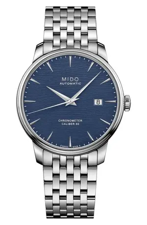 MIDO Baroncelli Automatic Bracelet Watch Silver/ Blue/ Silver