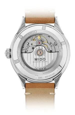MIDO Multifort Pulsemeter Automatic Leather Strap Watch - Brown/blue/silver