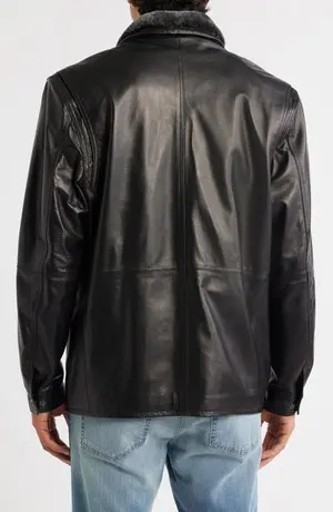 Remy Leather Jacket With Inset Bib