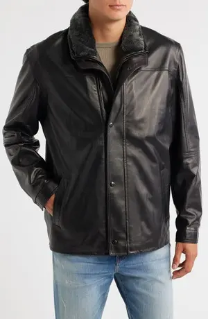Remy Leather Jacket With Inset Bib
