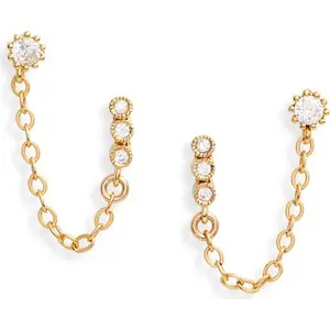 SET & STONES Maven Double Stud Chain Earrings - Gold