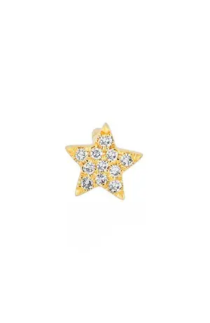 Ef Collection Single Diamond Star Stud Earring - Yellow Gold/diamond