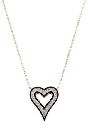 SHYMI Enamel Heart Pendant Necklace - Gold/black