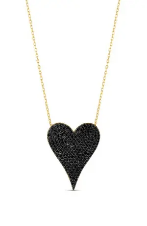 SHYMI Pavé Heart Pendant Necklace - Gold/black