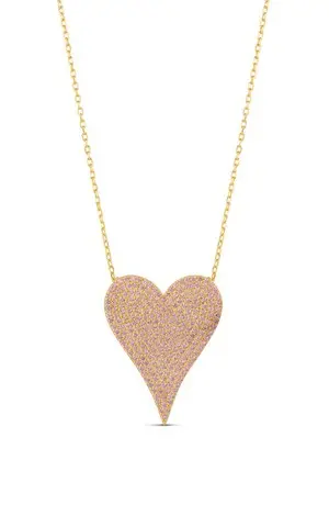 SHYMI Pavé Heart Pendant Necklace - Gold/light Pink