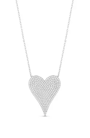 SHYMI Pavé Heart Pendant Necklace - Silver