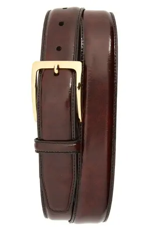 Johnston & Murphy Smooth Leather Belt - Burgundy