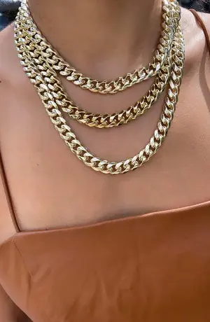 SHYMI Tori Cuban Chain Choker Necklace - Gold
