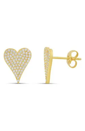 SHYMI Pavé Heart Stud Earrings - Gold