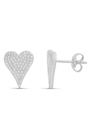 SHYMI Pavé Heart Stud Earrings - Silver