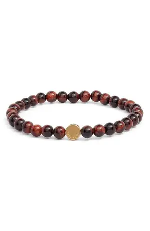 Caputo & Co Caputo & Co. Stone Bead Bracelet Red Tiger Eye