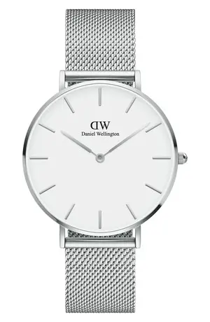 DANIEL WELLINGTON Daniel Wellington Petite Ashfield Mesh Strap Watch Silver/ White