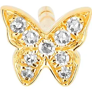 Ef Collection Diamond Butterfly Single Stud Earring - Yellow Gold