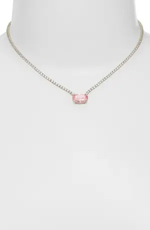 SHYMI Oval Pendant Tennis Necklace - Silver / Pink