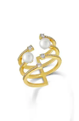 Hueb Spectrum Three-row Pearl Ring - Yellow Gold