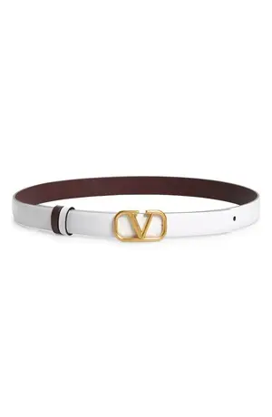 Valentino Garavani Valentino Garavani VLOGO Buckle Reversible Leather Belt Bianco Ottico/ Rubin